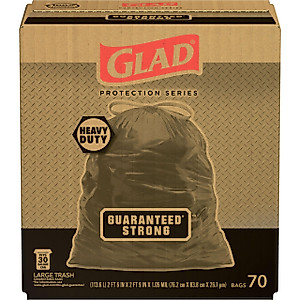 Glad Guaranteed Strong Large Drawstring Trash Bags, 30 Gal, 70 Ct, Pack May Vary