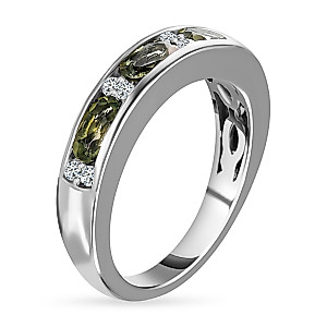 Shop LC Moldavite Zircon Eternity Ring 925 Sterling Silver Wedding Band for Women Jewelry Bridesmaid Gifts for Women Size 10 Ct 0.8 Birthday Gifts