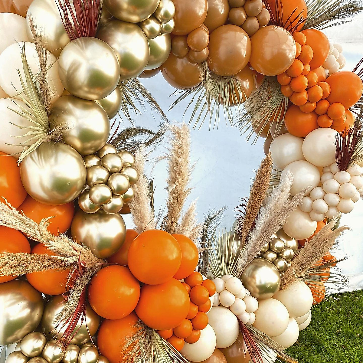 Burnt Orange Balloons Garland Arch Kit - Double Stuffed Matte Orange Cream Peach Apricot Terracotta Latex Balloon Different Sizes 18 12 10 5In Fall Ballon for Baby Shower Gender Reveal Party Holiday