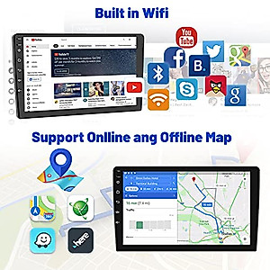 Double Din Android 11 Car Stereo Wireless Apple Carplay Android Auto【2G+32G】 Hikity 10.1 Inch Touch Screen Car Audio Receiver Bluetooth FM Radio GPS Navigation WiFi HiFi IPS Display + Backup Camera