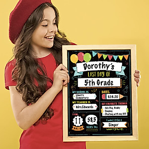 Beautiful First and Last Day of School Board Signs Set of 12 - Reversible 12" x 9" Back to School Cards for Lasting Memories - Perfect Photo Prop Chalkboard Prints for Kindergarten and School
