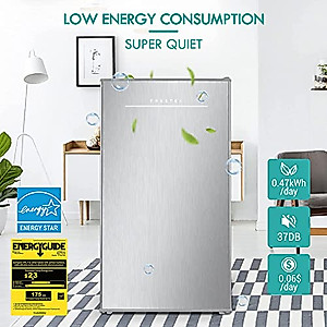 Frestec Small Refrigerator with Freezer, 3.1 cu ft Mini Fridge Retro Compact Refrigerator for Bedroom, Dorm, Office, Energy Star Ultra-Quiet Adjustable Temperature,(Sliver)