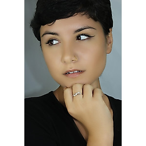 1/8 Carat Natural Diamond Infinity Ring for Women in 14k White Gold (H-I, I1-I2, cttw) Size 7 by Belantina