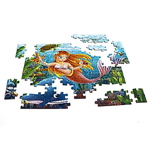 Aoumi 100 Piece Puzzles for Kids Ages 4-8 Mermaid Jigsaw Puzzle for Toddlers 3-5 Years Old Boys Girls Preschool Educational Fun Game Learning Puzzle Toys for Children Idea Kids Birthday Gifts