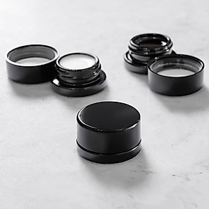 (200 Pack) 9ml Thick Black Glass Jars with Black Child Resistant Lids - UV Resistant - Storage for Oil, Wax, Lip Balm, Cosmetics - Child Proof Container