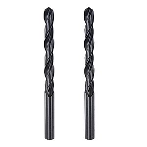 uxcell 6542 High Speed Steel Straight Shank Twist Jobber Drill Bit, Fully Ground Black Oxide Drill Bits 9.4mm Drill Diameter 125mm Total Length 2 Pcs