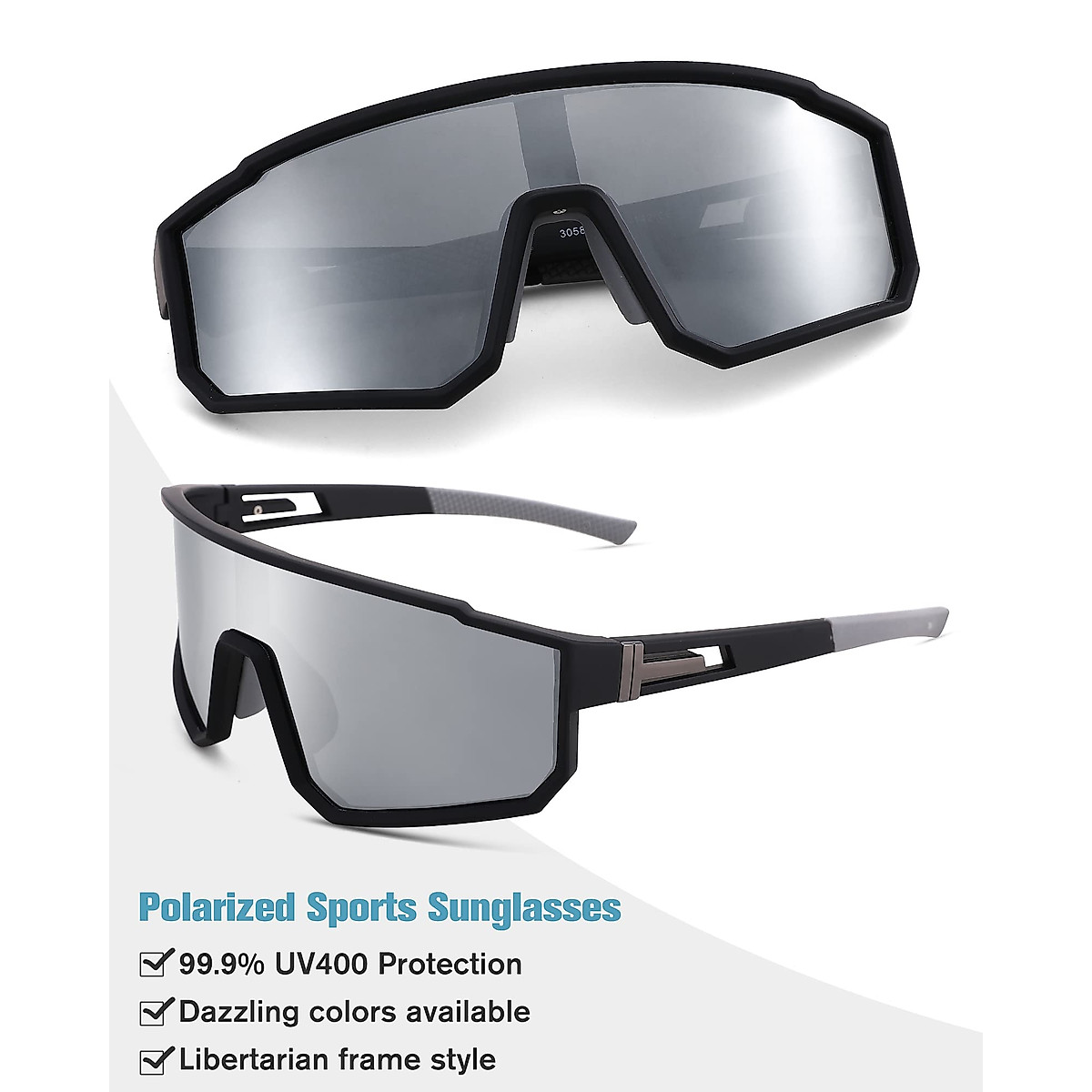 Pro Acme Polarized Sports Sunglasses for Men Women，UV Protection Lens Glasses For Baseball Cycling Running Fishing Sports (Silver Mirror+Green Mirror)