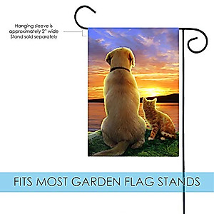 Toland Home Garden 1112153 Sunset Pals Cat Flag 12x18 Inch Double Sided Cat Garden Flag for Outdoor House Dog Flag Yard Decoration
