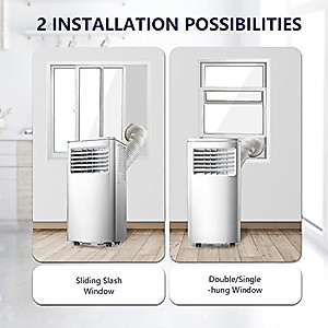 ZAFRO 8,000 BTU Portable Air Conditioners, Portable AC with Dehumidifier/Fan/Sleep Modes, 24Hrs Timer/Remote/Digital Display/Installation Kits/Energy-saving/Cool Room up to 350 Sq.ft, White