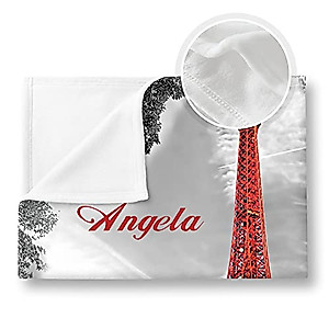 City Landmark Paris Eiffel Tower Personalized Name Soft Fleece Bed Blankets Throws as Birthday Wedding Gifts for Sofa Couch 50'' x 60''