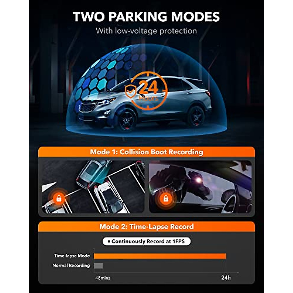 WOLFBOX Dash Cam Front and Rear, D07 4K Dash Camera for Cars with WiFi GPS, 4K/2.5K + 1080P Dual Dashcam with 2.45" LCD, 170°FOV, Night Vision, Loop Recording, Smart Parking Monitor, Magnetic Mount