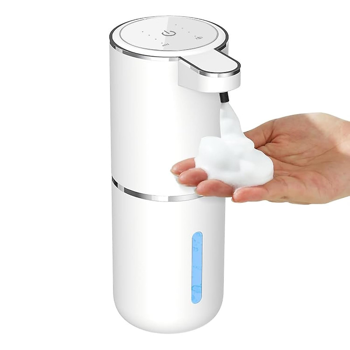Automatic Foaming Soap Dispenser - Hand Free Pump Touchless Soap Dispenser Electric Dispenser with 380ml, USB Rechargeable 4levels Adjustable Dispenser for Bathroom Kitchen