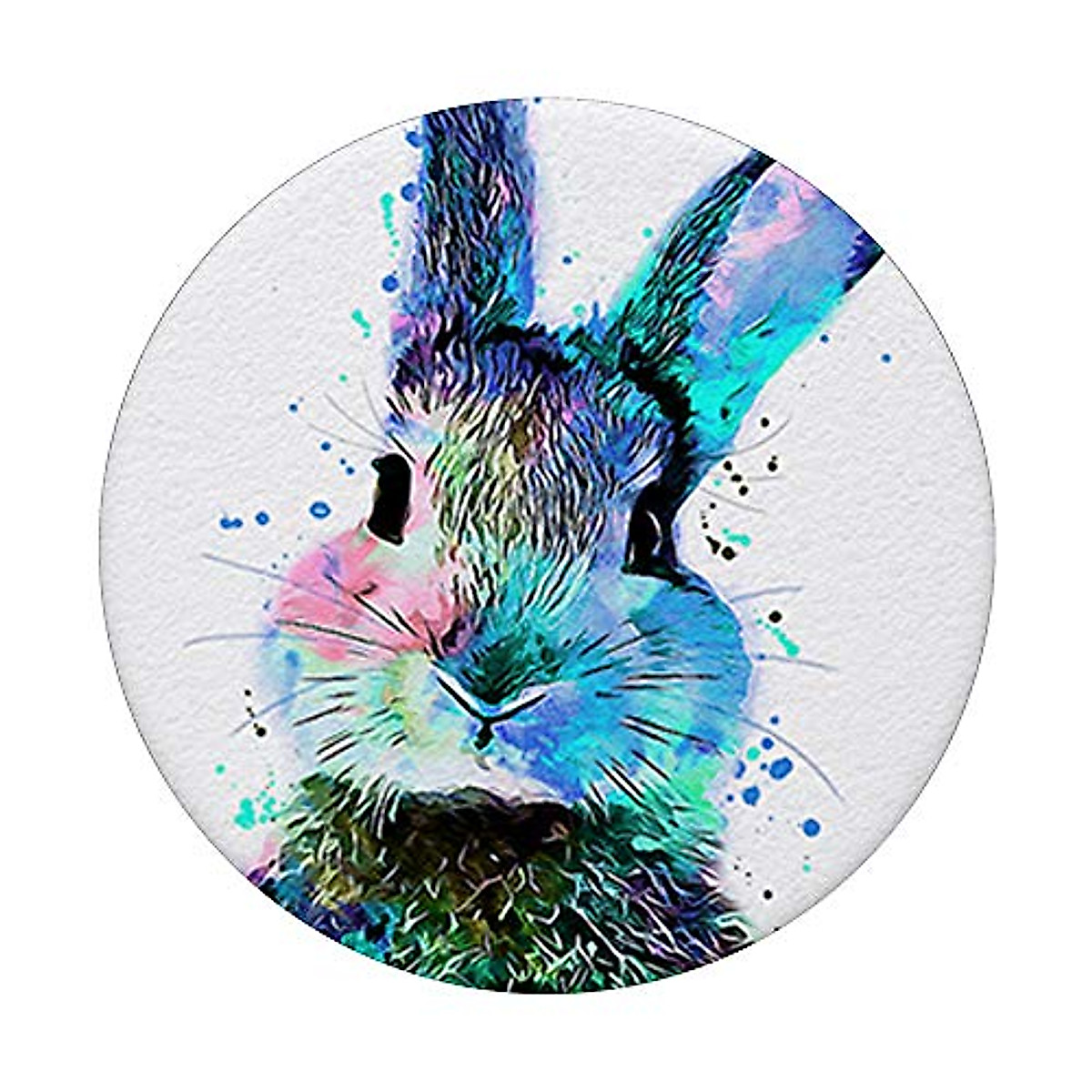 Cute Watercolor Rabbit Design Colorful Artistic on White PopSockets Swappable PopGrip