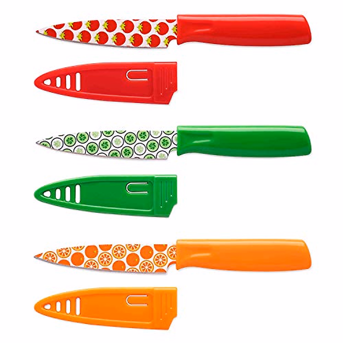 Hampton Forge 3PiecePrintedParingKnives withBladeGuards, Stainless Steel