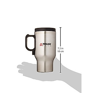 Wagan EL6100 12V Stainless Steel 16 oz Heated Travel Mug with Anti-Spill Lid, 1 Pack