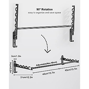 LIVEHITOP Wall Mounted Clothes Dryer, Foldable Laundry Rack Accessories Hanger Hook Rod for Bathroom Bedroom Hotel (Black, 2)