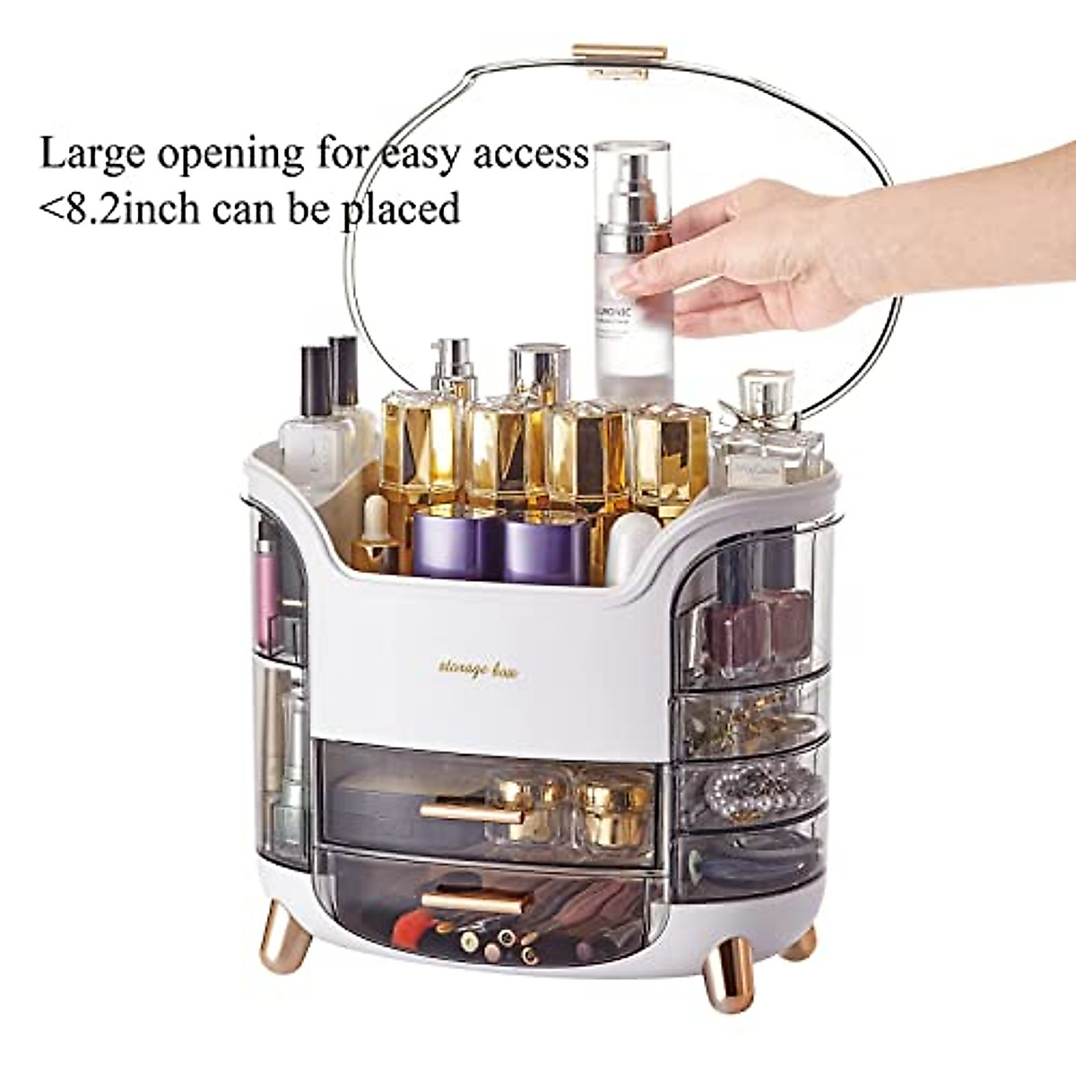 MNZJIA Cosmetics Makeup Organizer,Skincare Organizer,Dustproof Waterproof Large Cosmetics Organizer,Jewelry Lipstick Organizer(White)