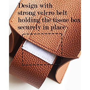 Tissue Box Cover Large Rectangular – Plus Size Leather Tissue Box Holder with Bottom Belt [JESMINI, Camel Brown] Long Rectangle Tissue Holder for Bathroom/Car/Office Decor