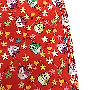 JT PET Guinea Pig Cage Liner Fleece Cage Liners Washable Reusable Waterproof Pee Pads Hamster Bedding Extra Large Dog Crate Lining, Guinea Pig Print Red and Blue, Set of 4 (47"x24")