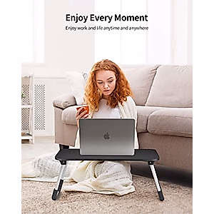 Ruxury Folding Lap Desk Laptop Stand Bed Desk Table Tray, Breakfast Serving Tray, Portable & Lightweight Mini Table, Lap Tablet Desk for Sofa Couch Floor - Black