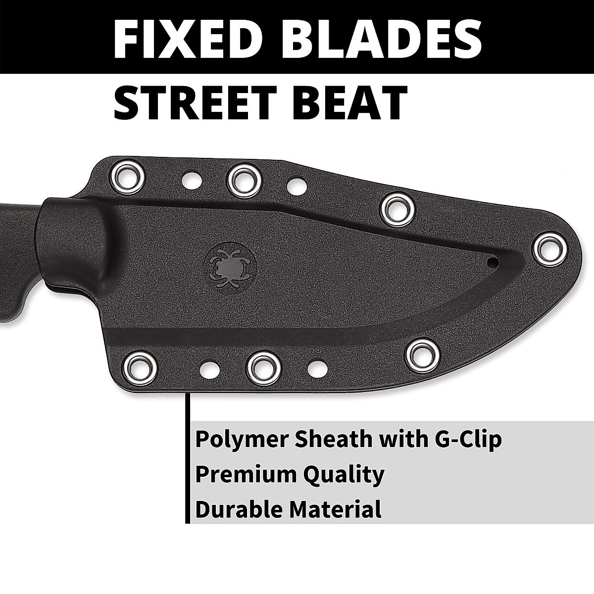 Spyderco Street Beat Fixed Blade Knife with 3.51" VG-10 Steel Black Blade and Premium Injection-Molded Polymer Sheath - PlainEdge - FB15PBBK