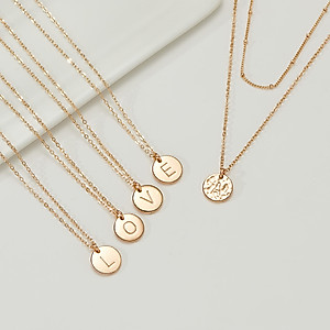 Vjoypro Gold Initial Necklaces for Women Trendy, 14K Gold Initial J Letter Dainty Gold Choker Coin Pendant Necklace Y Necklaces Trendy Jewelry Gifts for Women Teen