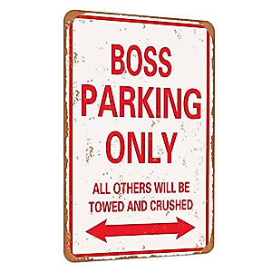 Daxionry 12X8 - BOSS Parking only vintage look funny mental tin sign-inches-Aluminum