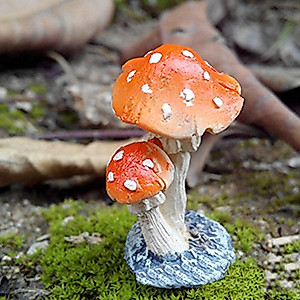 3 Pack Fairy Garden Miniatures Decoration Orange Mushroom Resin DIY Garden Ornament Micro Landscape Mini Dollhouse