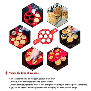 Silicone cake mold,silicone mold，pancake mold， silicone egg ring, non stick egg rings,Egg Cooking Circle, perfect omelet mold or pancake ring, reusable silicone omelet mold (red)