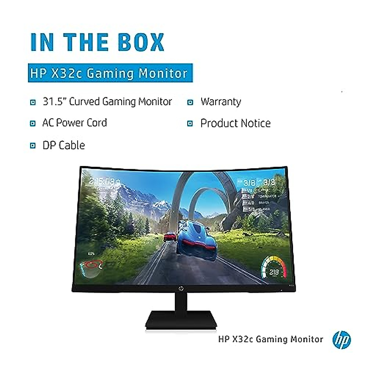 HP 32-inch Curved Gaming Monitor VA HA FHD 1ms 165hz Display, EyeSafe, TÜV certified (X32c, Black)