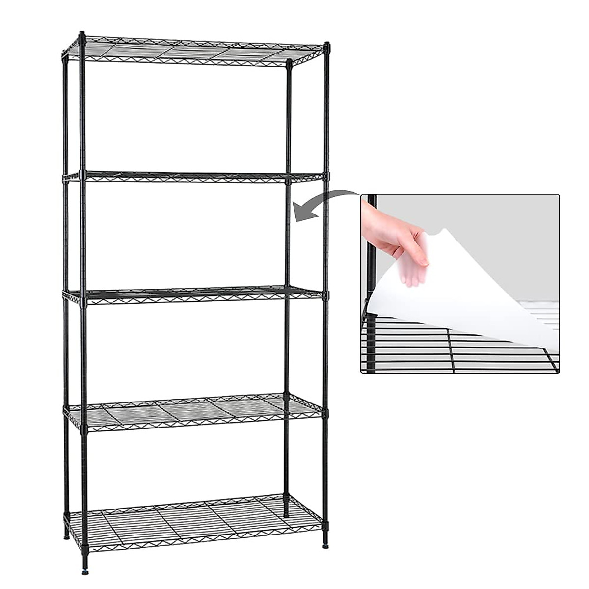 Catalina Creations EFINE 5-Shelf Shelving Unit with Shelf Liners Set of 5, Adjustable Storage Rack, Steel Wire Shelves, Shelving Units and Storage for Kitchen and Garage (35.5W X 15.8D X 71H)