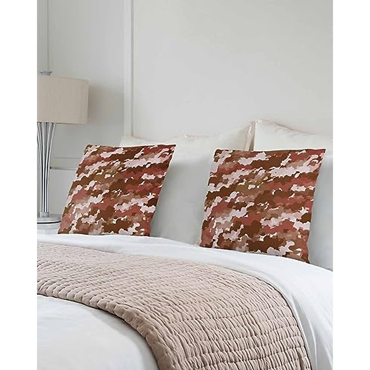 LUSWEET Cotton Throw Pillow Covers Reversible Set of 2, Camouflage Netting Camo Soft Couch Pillow Covers for Sofa Bedroom Living Room 18 x 18 Inch Decorative Cushion Case Home Decor