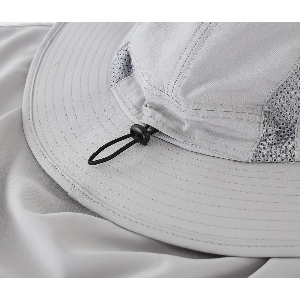 Home Prefer Sun Hats for Men Women Fishing Hat UPF 50+ Wide Brim Bucket Hat UV Protection Hat with Neck Flap Garden Beach (US, Alpha, One Size, Light Grey)