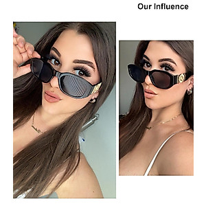 FEISEDY Retro Trendy Rectangle Sunglasses Women Men Vintage 90s Small Narrow Square Sunglasses B2322