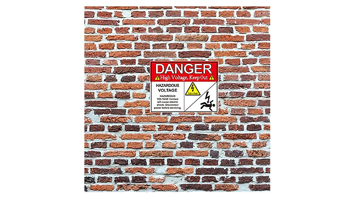 Hazardous Voltage Warning Stickers - 8 Pack Safety Decals for High Voltage