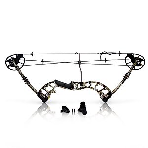 SereneLife Sharp Eye Camouflage Compound Bow-320 FPS Hunting Camo Archery Gear-Fiberglass Limb,Metal Riser,4 String Silencers,30-70lbs Adjustable Draw Weight,23.5”-30.5” Length SLCOMB10.5