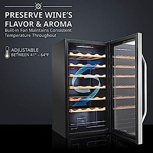 Ivation 28 Bottle Compressor Wine Cooler Refrigerator w/Lock | Large Freestanding Wine Cellar For Red, White, Champagne or Sparkling Wine | 41f-64f Digital Temperature Control Fridge Stainless Steel