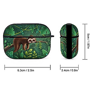 Sleepy Sloth Green Leaves AirPods Pro Case Cover Gifts with Keychain, Shock Absorption Soft Cover Airpods Pro Earphone Protective Case for Men Women