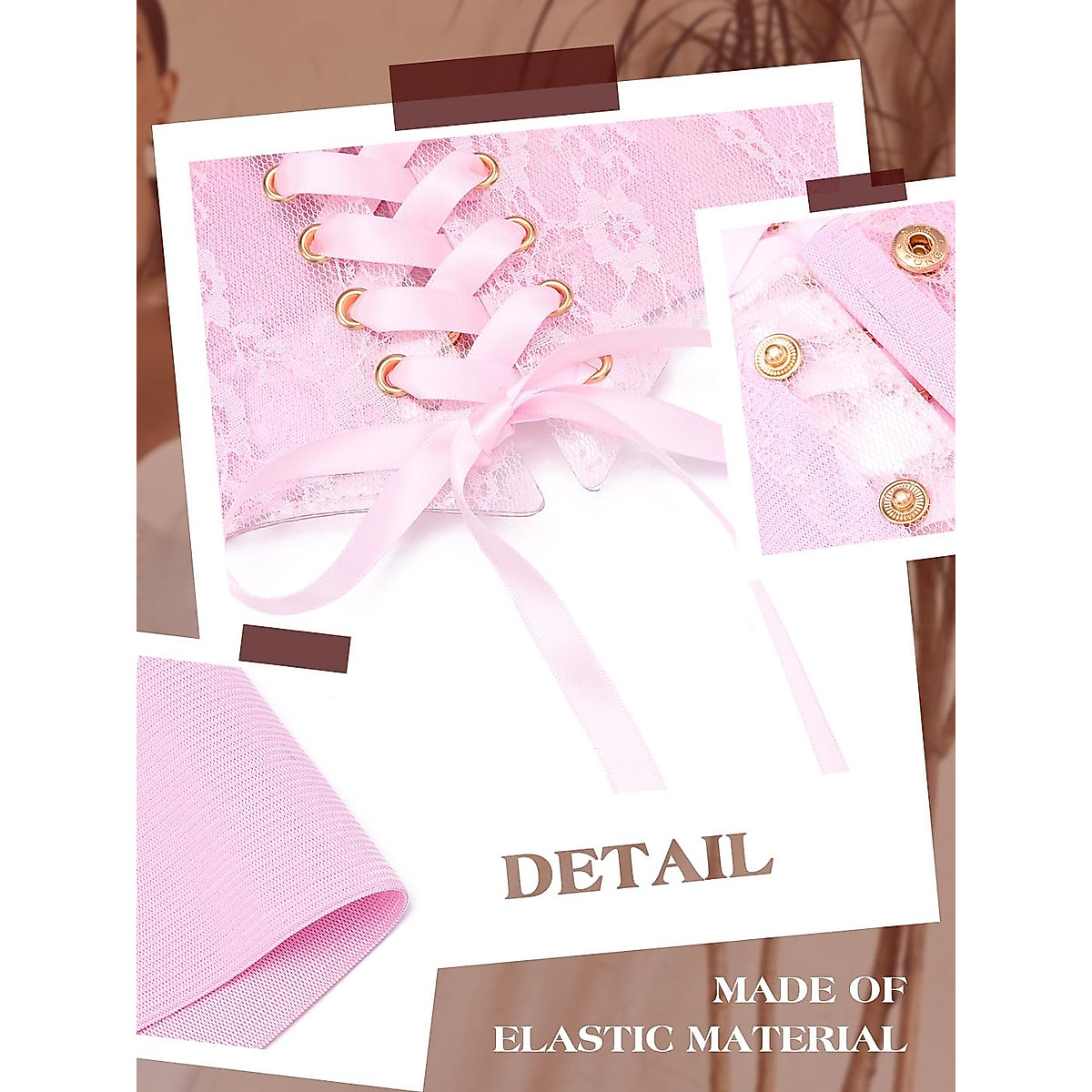 Asooll Fashion Elastic Corset Belt Wide Lace Waist Belt Party Club Prom Clothing Waist Corset for Women and Girls(Pink)