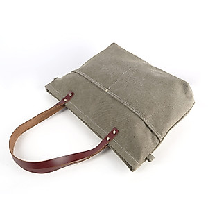 Canvas Leather Tote Bag for Women Leather Canvas Crossbody with Zipper Fashion Shopping Work Handbags for Women,Women's Canvas Shoulder Purse Bag With etachable and Adjustable Shoulder Strap