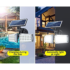 DUTUI Dual-Head Rotating Waterproof Solar Wall Lamp, Body Sensing,Household Garden Waterproof Solar Street Lamp,Home Courtyard,Villa Corridor,Road Lighting
