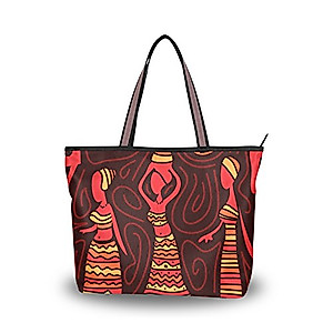JSTEL Women Large Tote Top Handle Shoulder Bags Abstract African Art Patern Ladies Handbag