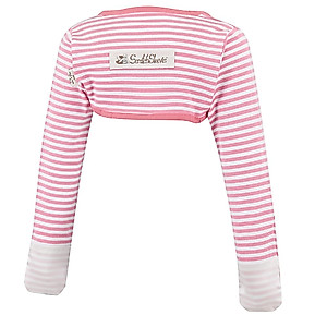 ScratchSleeves | Little Girls' Stay-On Scratch Mitts | Stripes | Pink and Cream | 2-3y