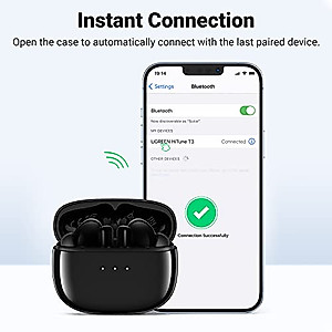 UGREEN HiTune T3 Active Noise Cancelling Wireless Earbuds Bluetooth 5.2, AI-Enhanced Clear Calls Bluetooth Earbuds with mic, Transparency Mode, 10mm Drivers with Bass Boost, HiFi Sound,Fast Pair-Black