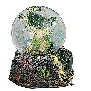 StealStreet 3.75 Inch Marine Life Snow Globe with Sea Turtle Statue Figurine Collectible, 3.75", Green