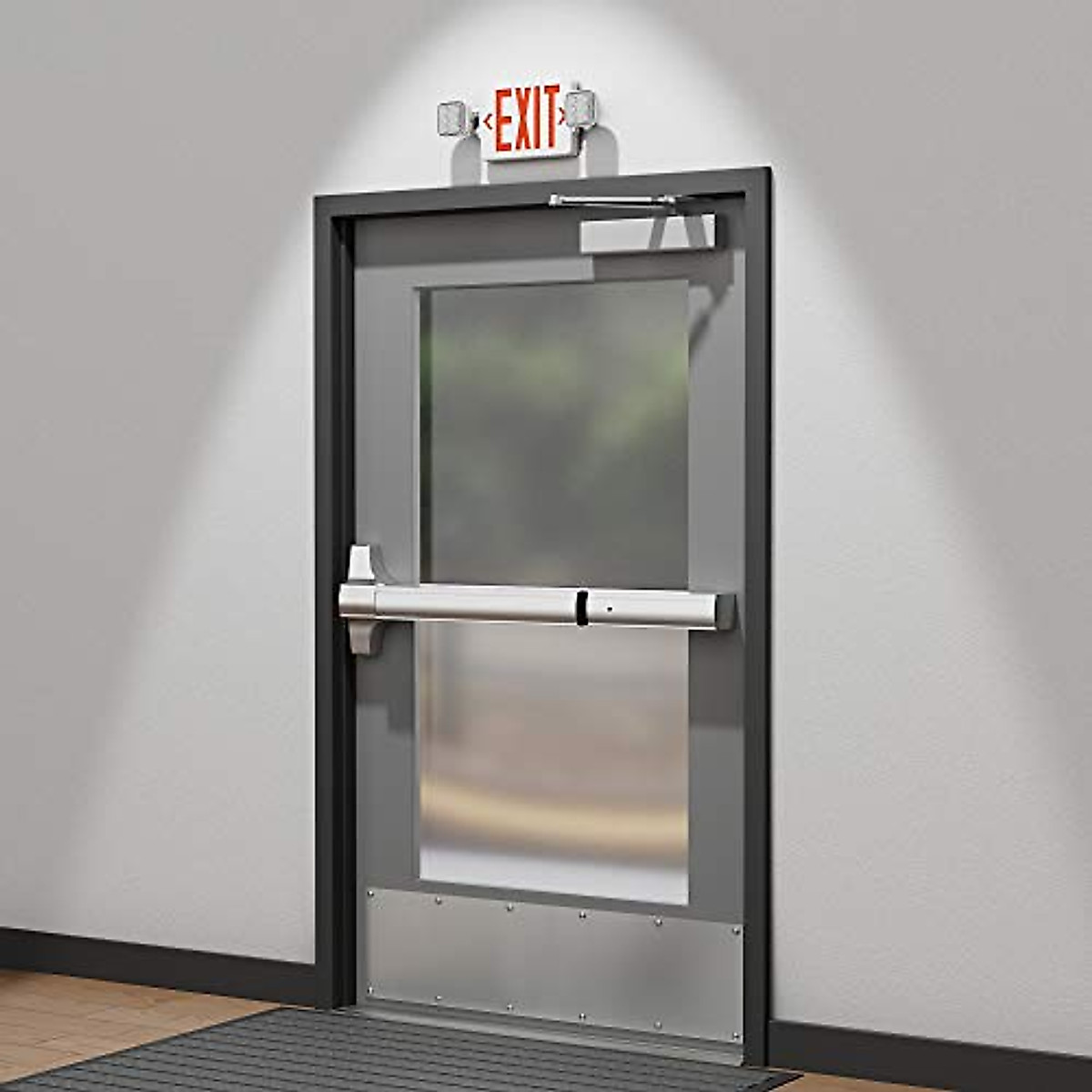 AmazonCommercial Emergency Light Exit Sign, 2-Pack, Exit Combo with Battery Backup, 2 LED Adjustable Heads