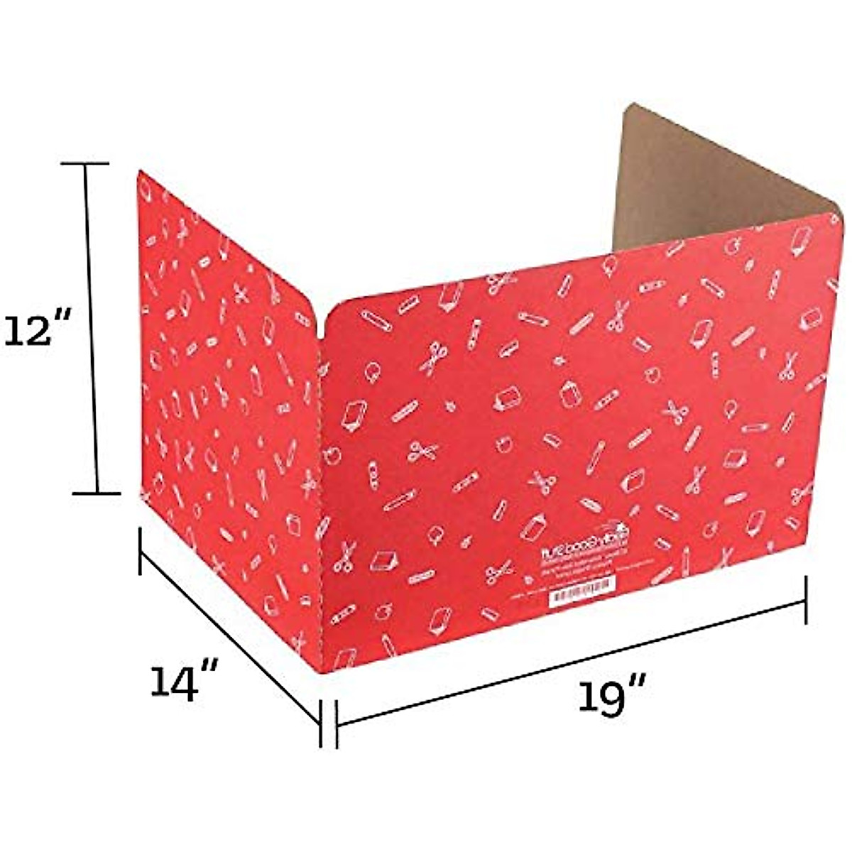 Really Good Stuff Standard Privacy Shields for Student Desks – Set of 12 - Matte - Study Carrel Reduces Distractions - Keep Eyes From Wandering During Tests , Red With School Supplies Pattern