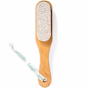 Foot Brush & Pumice Stone with Handle - Callus & Corn Remover, Exfoliator & Scrubber for Dry, Dead Skin on Feet - Natural Bristles & Stone with Wooden Handle - Men & Women