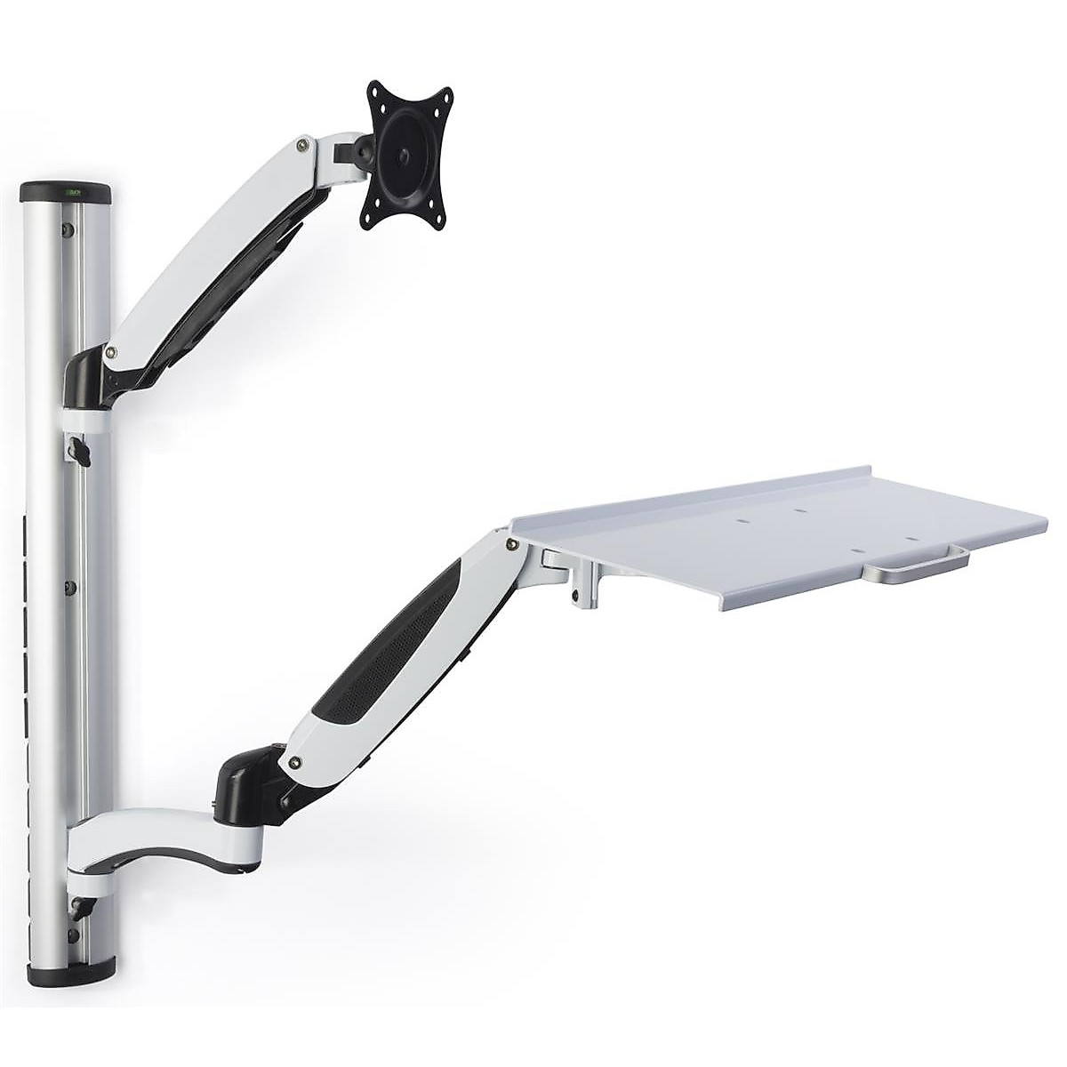 Displays2go Monitor Desk Mount Stands, Aluminum, Adjustable Height – Silver (VMSSWWMA27)