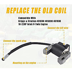 Boine 592846 799651 Ignition Coil Compatible with Briggs and Stratton Intek V-Twin 18-22HP Engine, Replaces 691060 401577（2Pcs)
